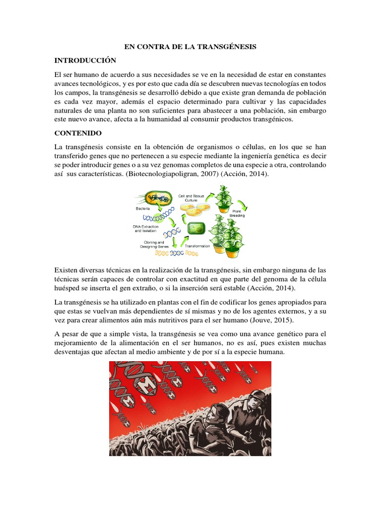 Trans Genesis | PDF | Transgénesis | Organismo genéticamente modificado