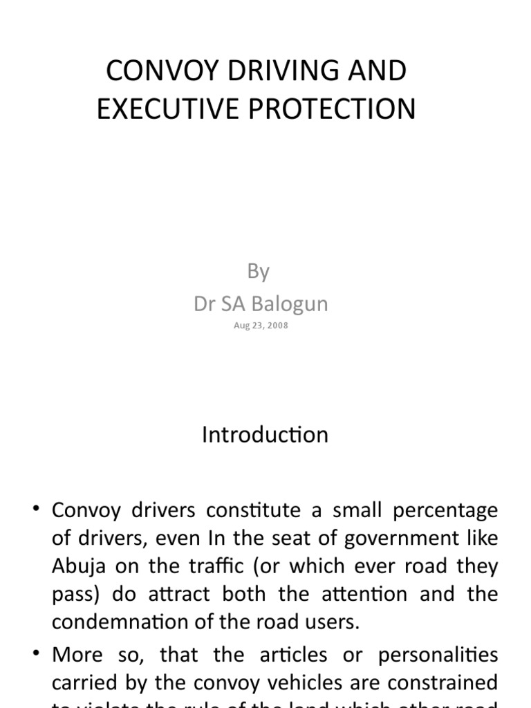 Convoy Driving and Executive Protection | PDF | Traffic | Vehicles