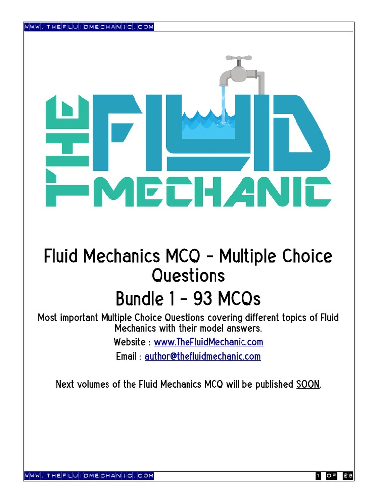 Fluid Mechanics MCQ - Bundle 1 - Sample | PDF | Fluid Mechanics | Viscosity