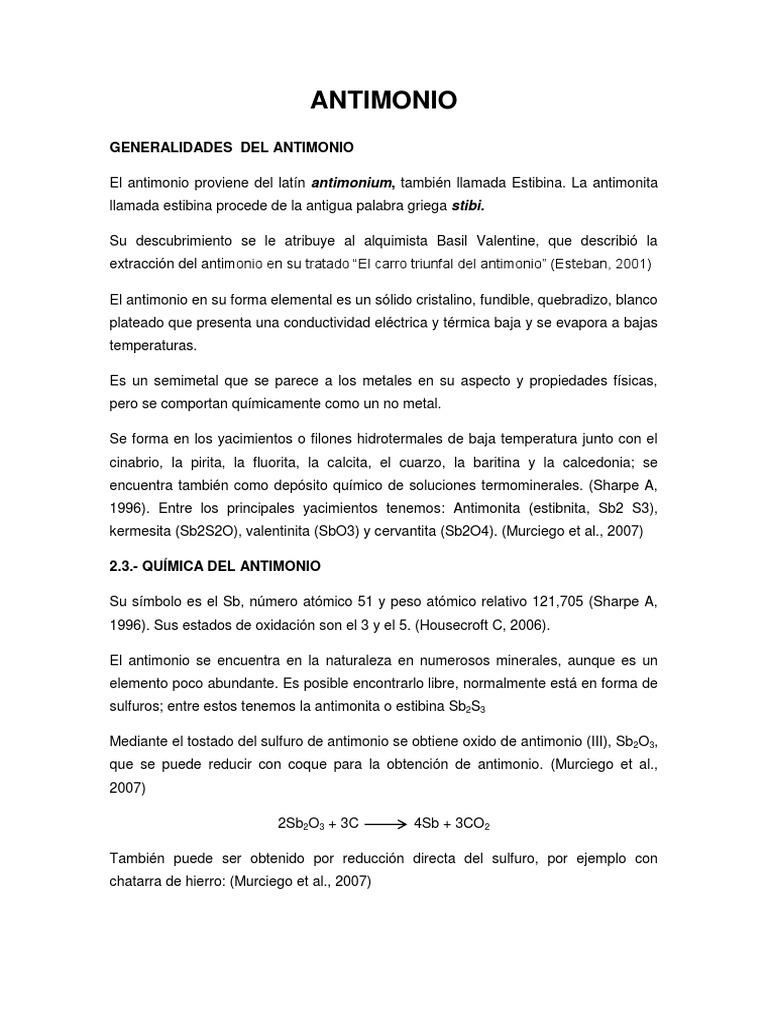 Antimonio | PDF | Química | Átomos