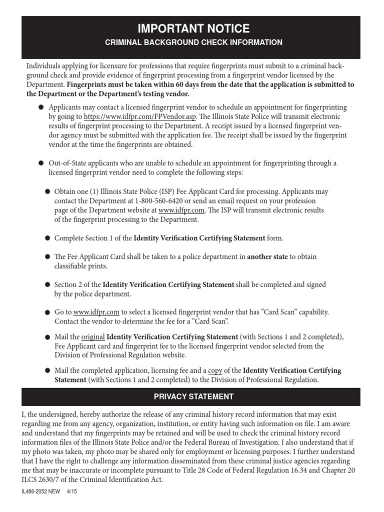 Fingerprint Instructions | PDF | Identity Document | Fingerprint