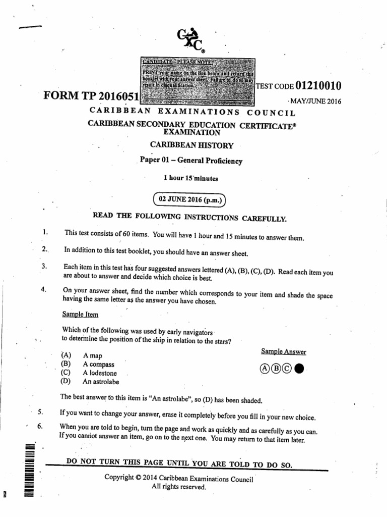 CSEC Caribbean History June 2016 P1 PDF | PDF | Slavery | Abolitionism