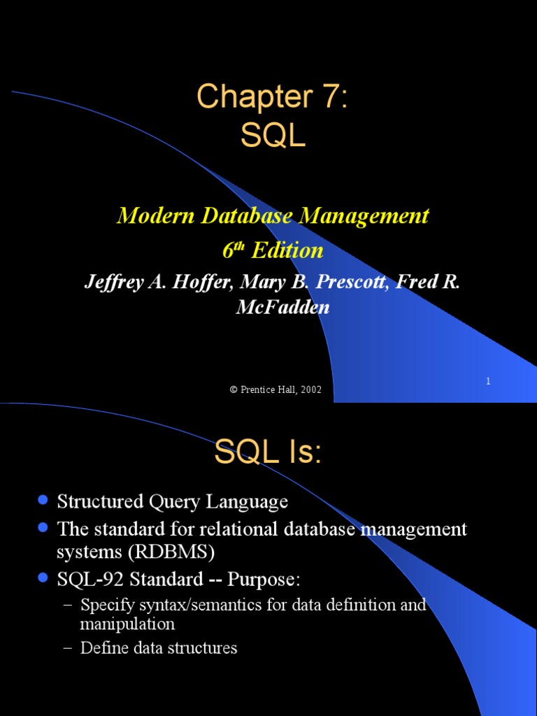 Modern Database Management 6 Edition: Jeffrey A. Hoffer, Mary B. Prescott, Fred R. Mcfadden ...