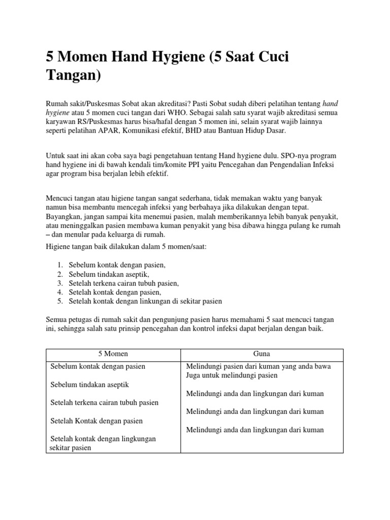 5 Momen Hand Hygiene | PDF