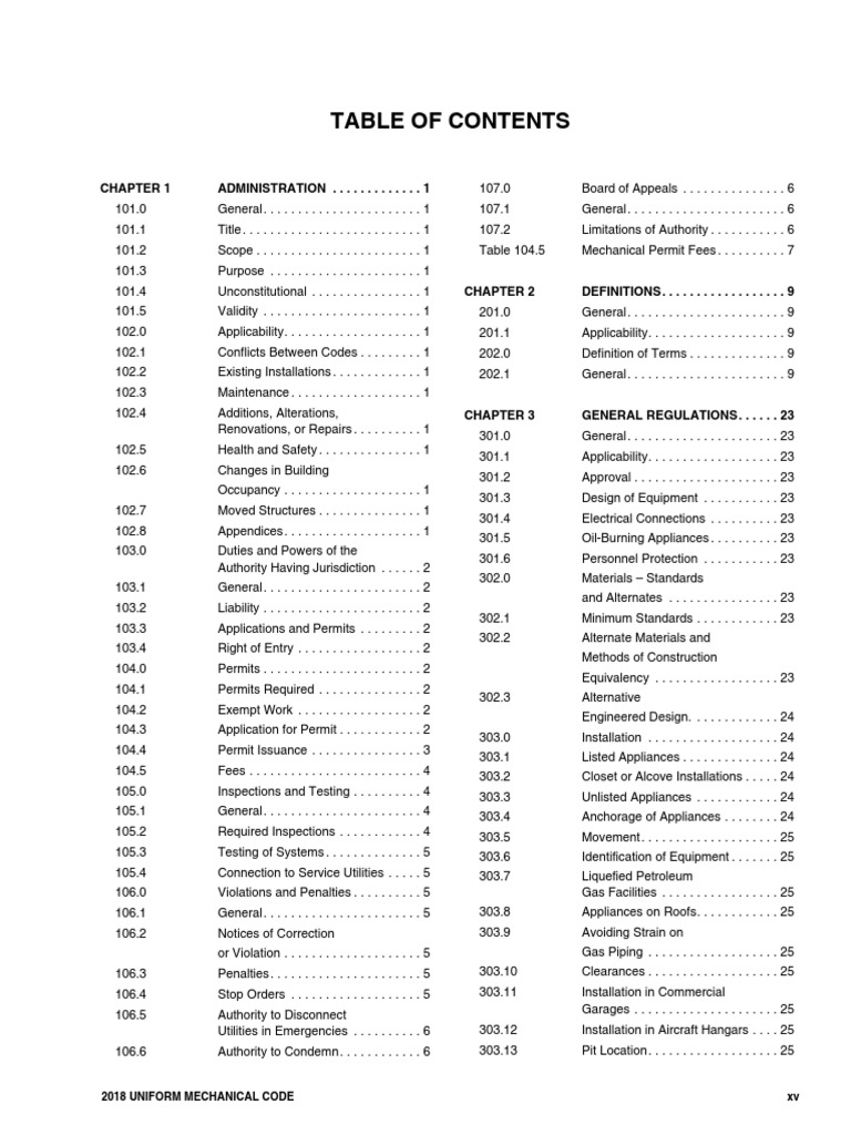2018 UMC Table of Contents | Download Free PDF | Furnace | Duct (Flow)