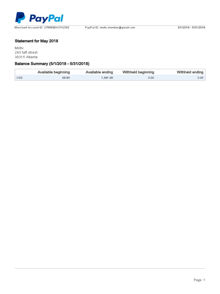 May Statement | PDF | Pay Pal | Debit Card
