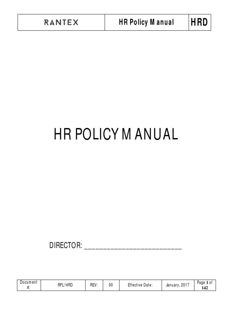 Rantex HR Policy Manual Overview | PDF | Equal Opportunity | Employment