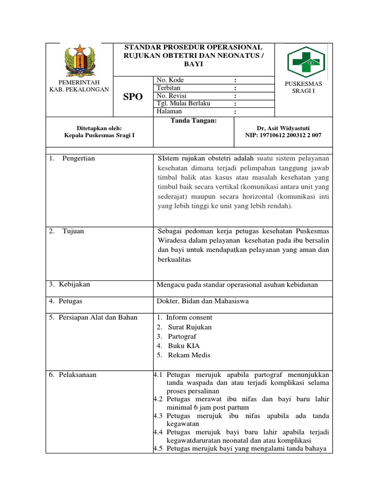 Sop Rujukan Obstetri Print | PDF