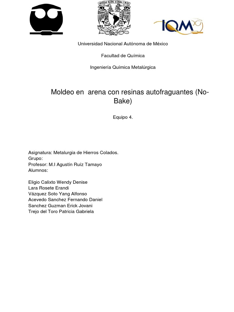 Proceso de fundición en arenas autofraguantes (no-bake ...