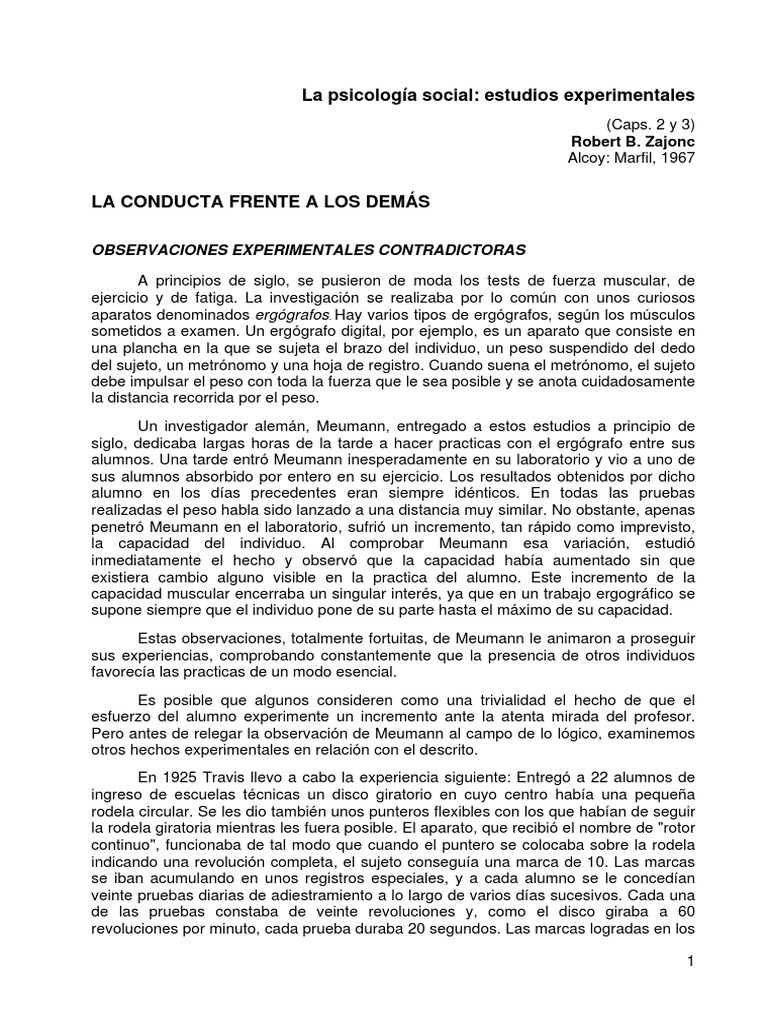 Robert B. Zajonc (1967) - La Psicología Social - Estudios ...