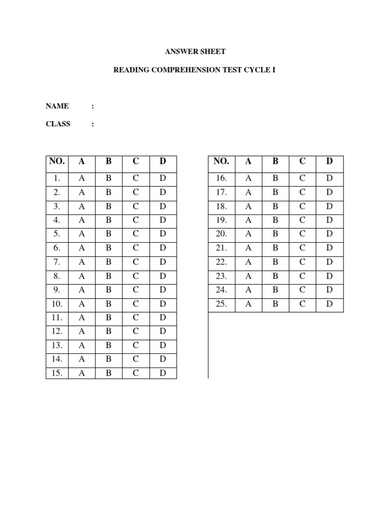 Answer Sheet | PDF