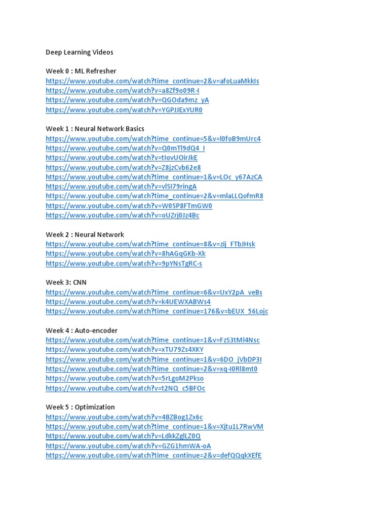 Deep Learning Videos | PDF | Artificial Neural Network | Deep Learning
