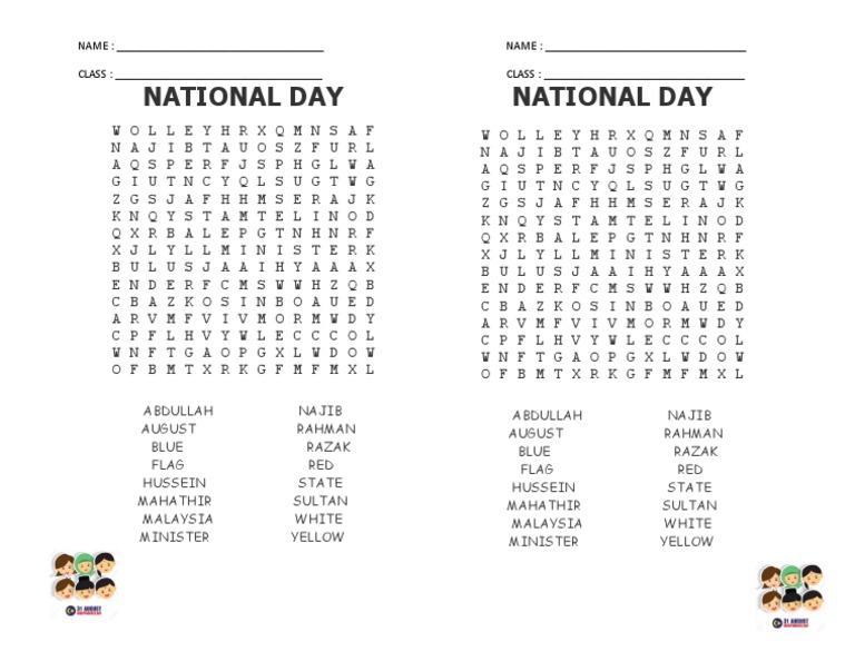 National Day-Wordsearch | PDF | Malaysia | Southeast Asia