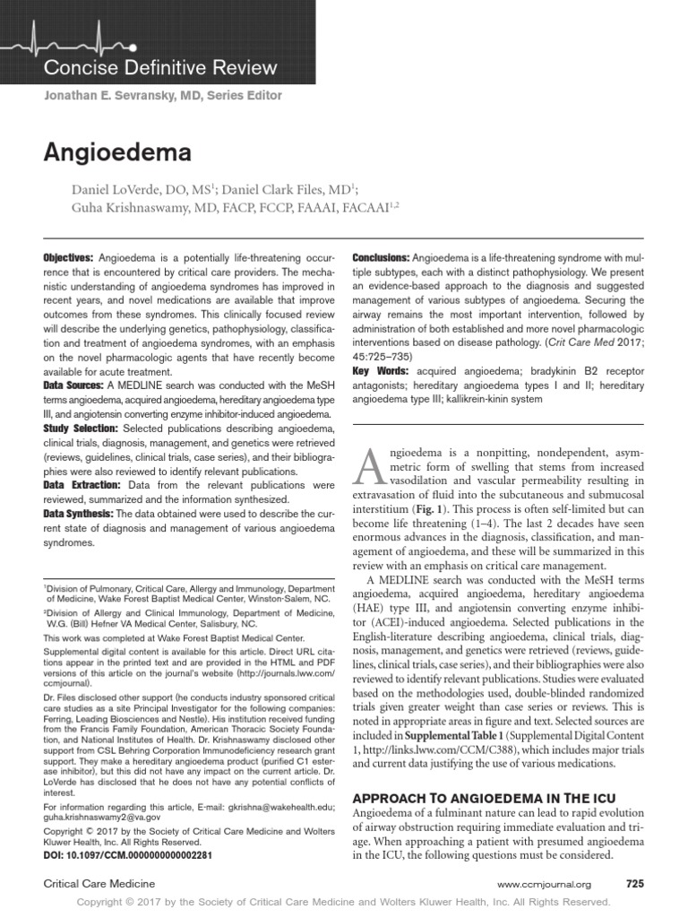 ANGIOEDEMA | PDF | Immunology | Diseases And Disorders