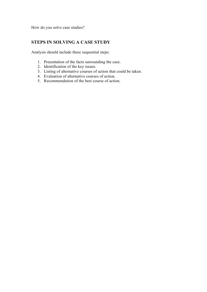 How Do You Solve Case Studies-Class | PDF