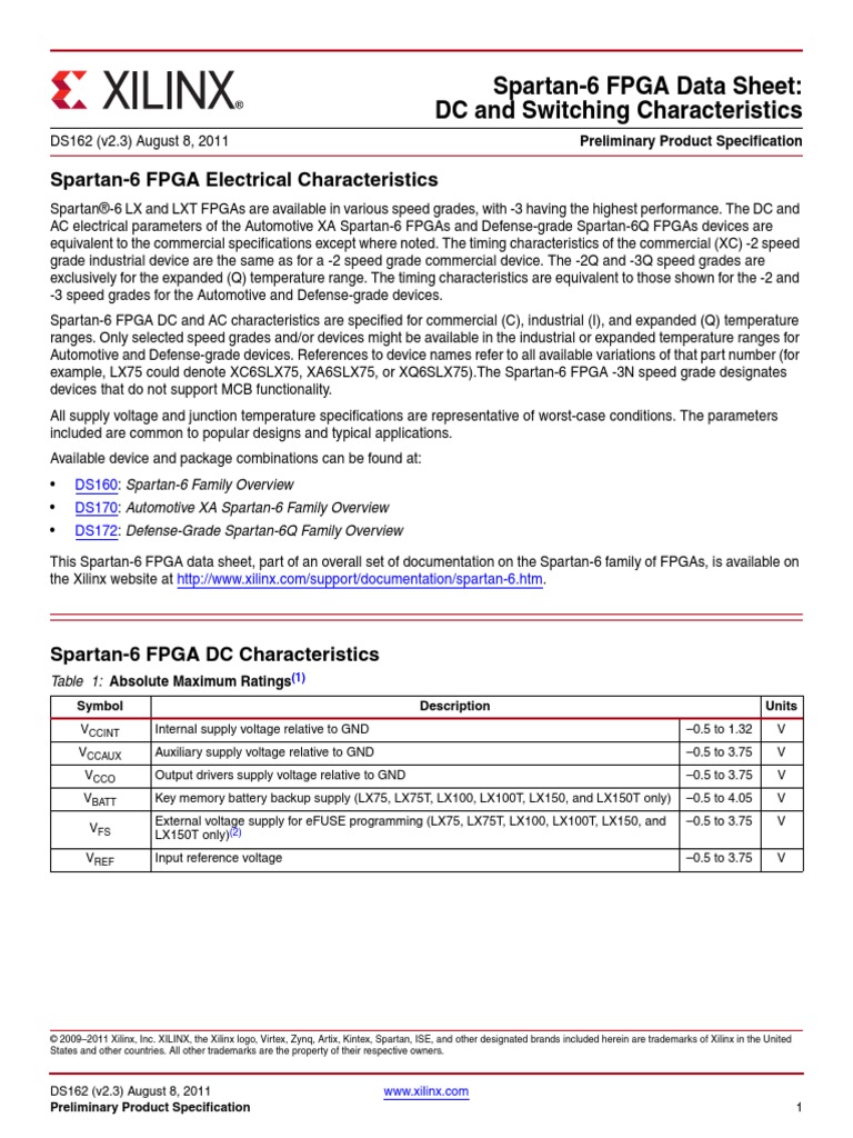 Xilinx - ds162 - FPGA PDF | PDF | Field Programmable Gate Array | Power ...
