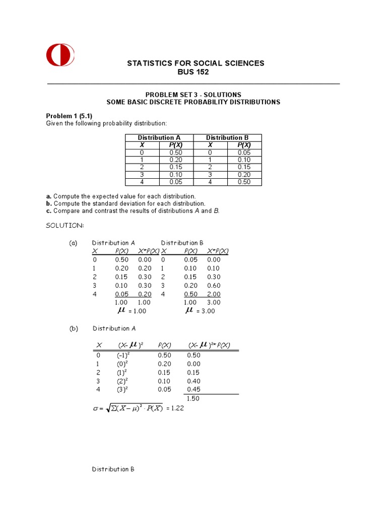 Discrete Probability Distributions Solutions | PDF | Probability ...