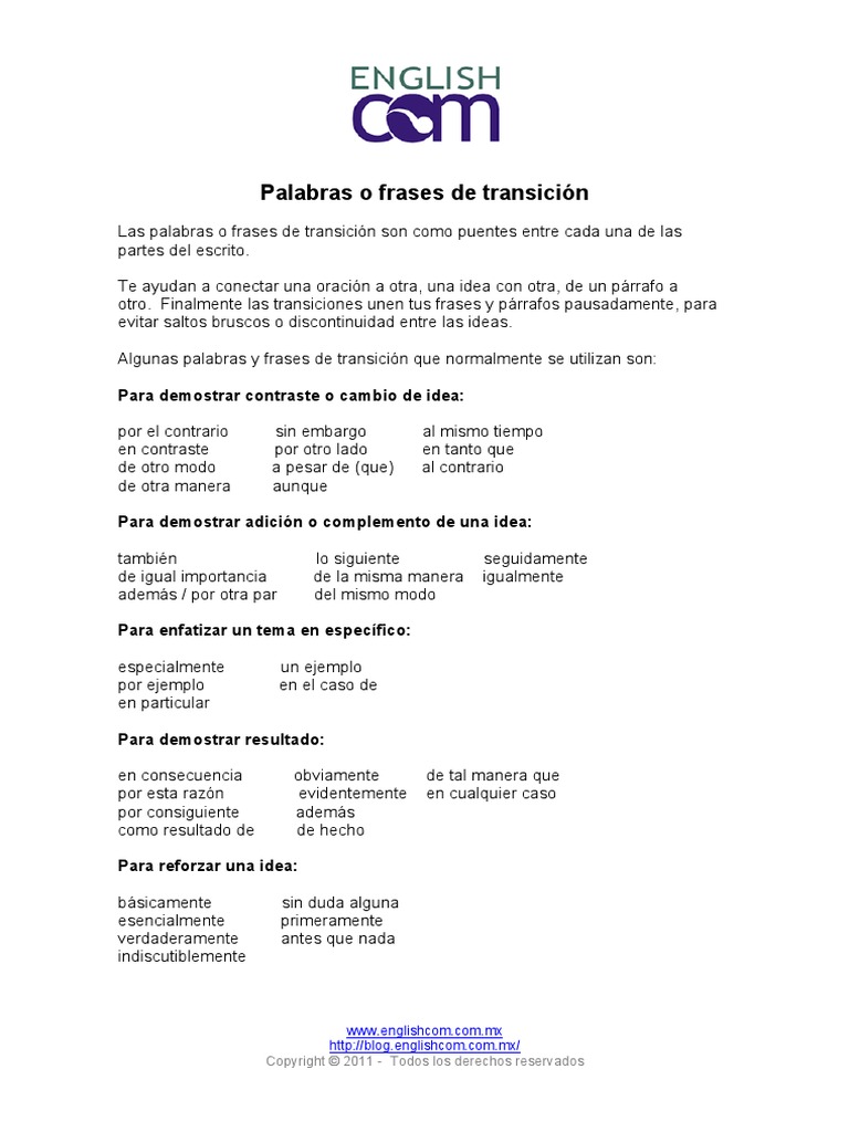 palabras-frases-de-transición.pdf | PDF