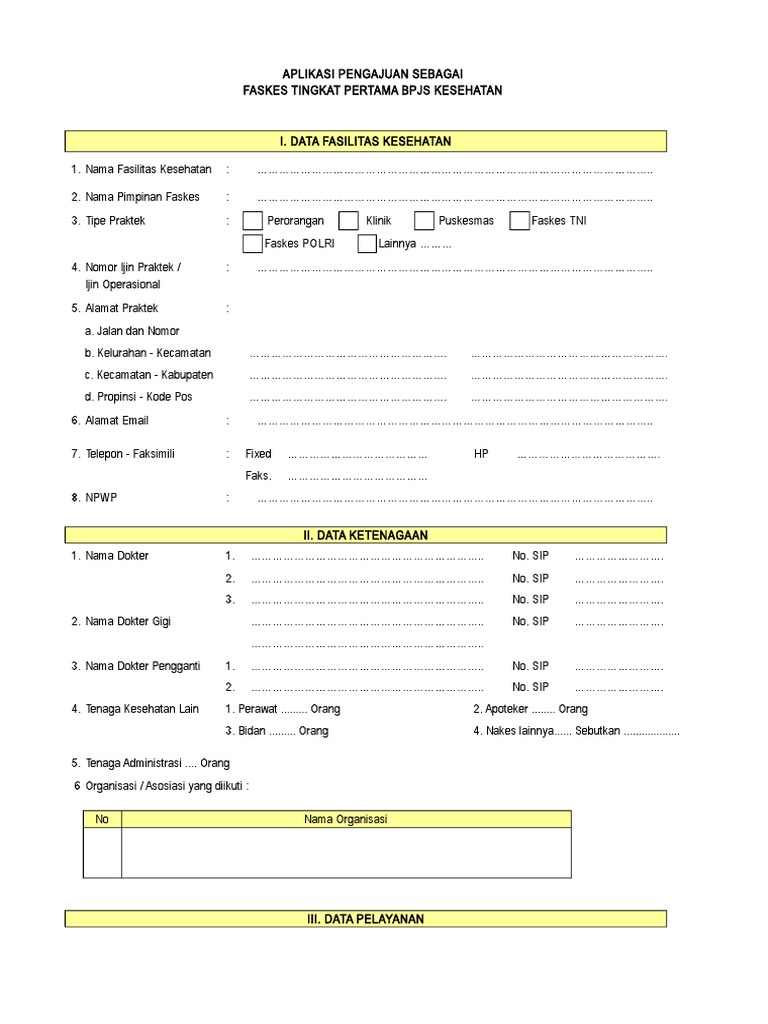 Formulir Pengajuan BPJS PPK TK 1 | PDF