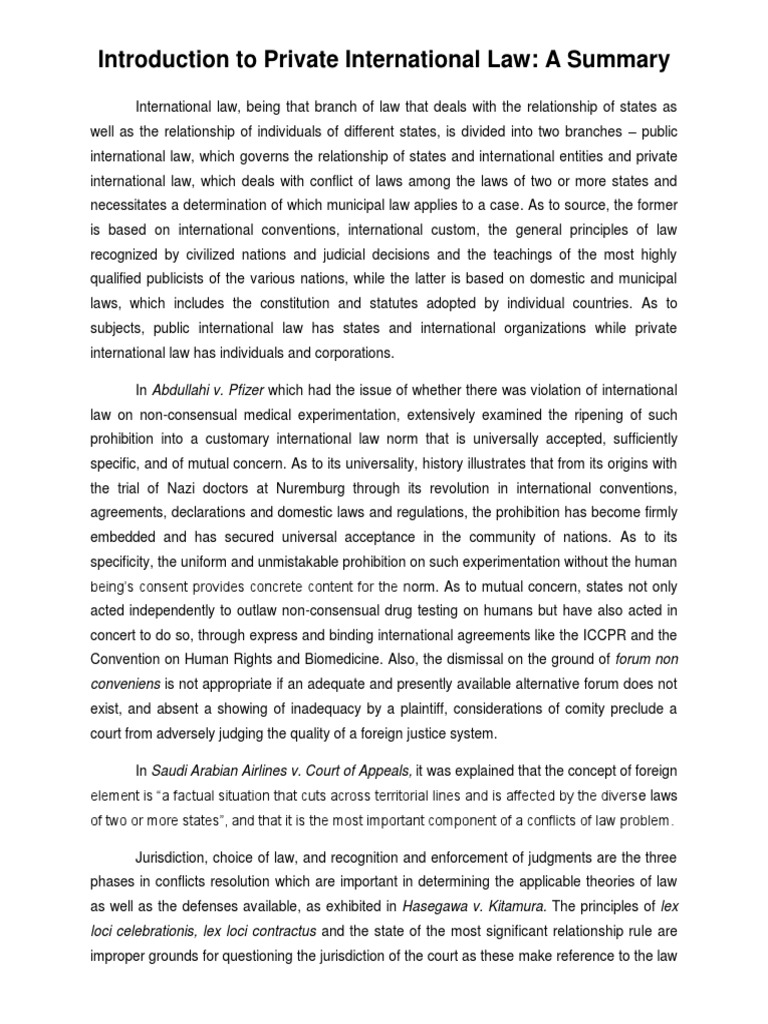 Overview of Private International Law | PDF | International Law ...