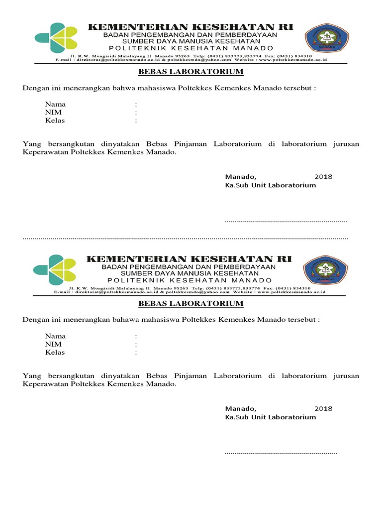 Surat Keterangan Bebas Pinjaman Lab | PDF