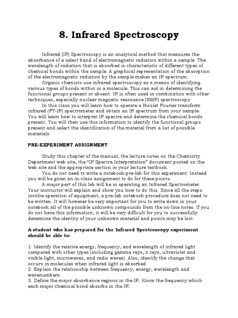 08 - Infrared Spectroscopy Manual | Download Free PDF | Infrared ...