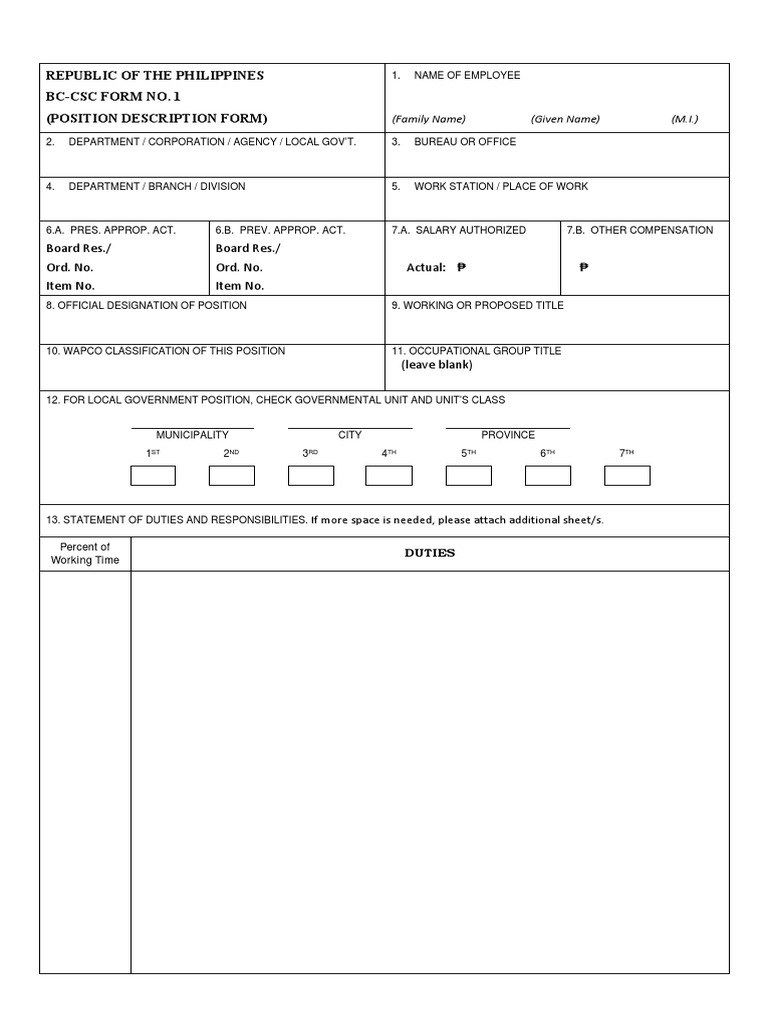 Position Description Form | PDF | Business
