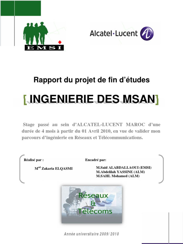 Rapport PFE : MSAN et NGN chez Alcatel | PDF | Technologie de médias ...
