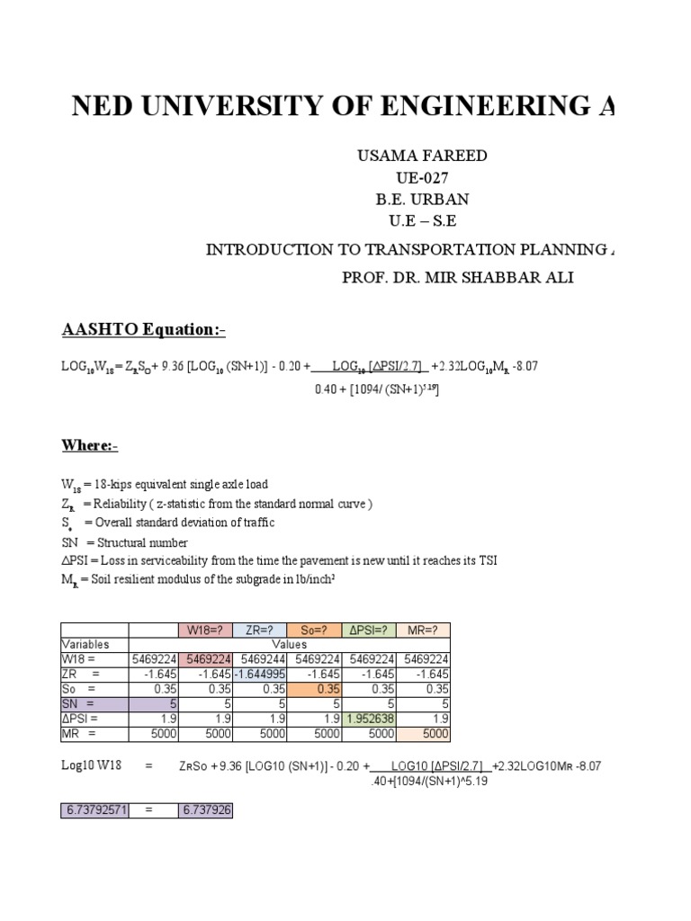 Aashto Equation For Flexible Pavement | PDF | Transportation Engineering