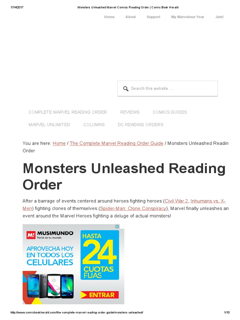Monsters Unleashed Marvel Comics Reading Order - Comic Book Herald ...