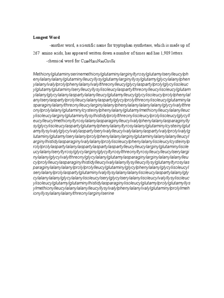 The Longest Known Chemical Name | PDF