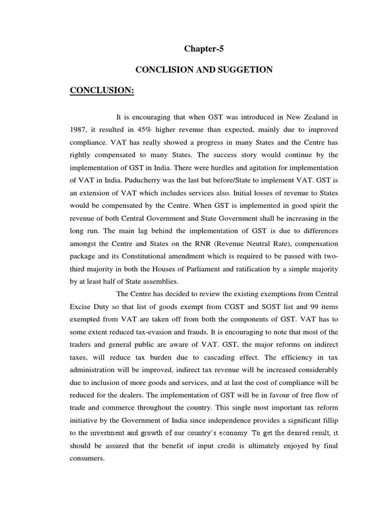 Chapter-5 CONCLUSION & SOLUTION | PDF | Value Added Tax | Taxes