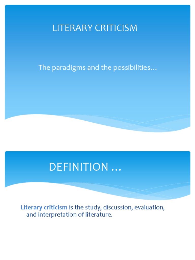 Literary Criticism Notes | PDF | Id | Literary Criticism