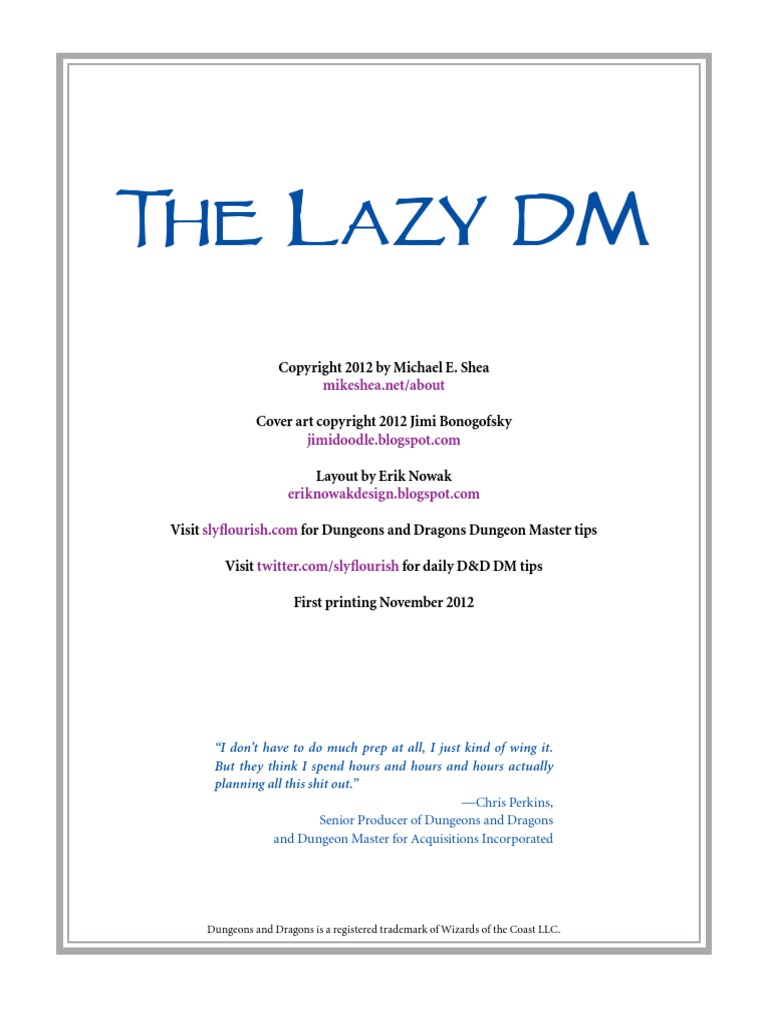Lazy DM Preview PDF | PDF | Dungeons & Dragons | Leisure