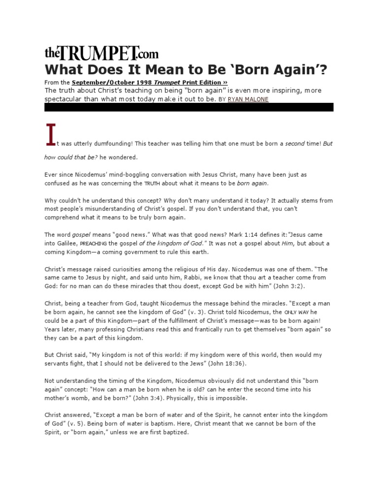What Does It Mean To Be Born Again | PDF | Born Again | Jesus