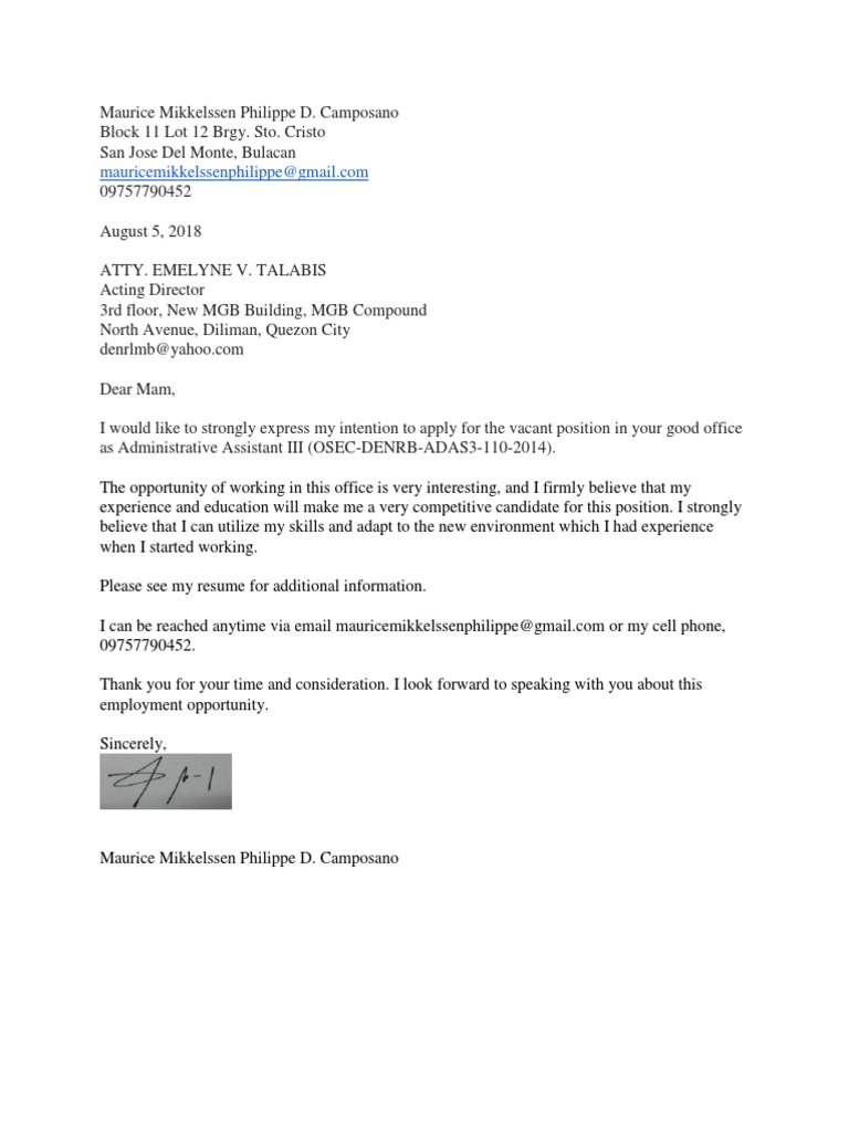 Basic Application Letter | PDF