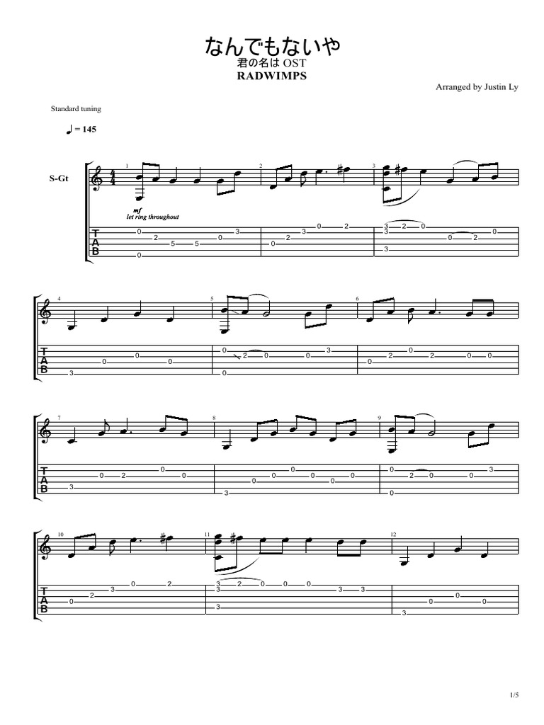 RADWIMPS - Nandemonaiya TAB-1 PDF | PDF