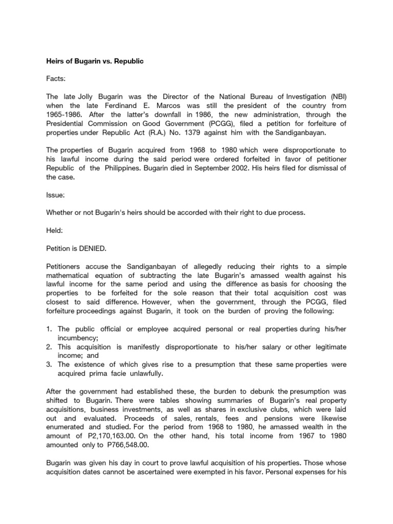 Heirs of Bugarin vs. Republic PDF | PDF | Government Information ...