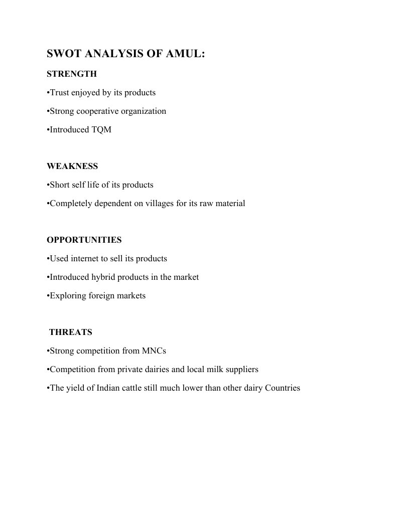 Swot Analysis of Amul | PDF