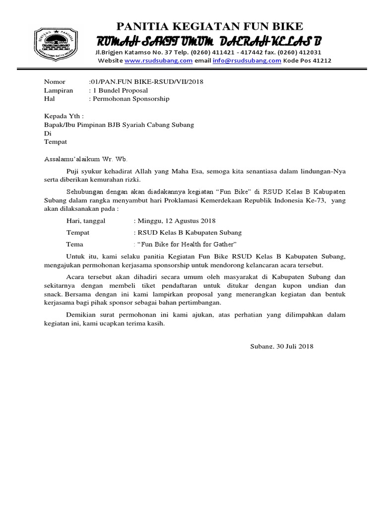 Surat Pengantar Proposal | PDF