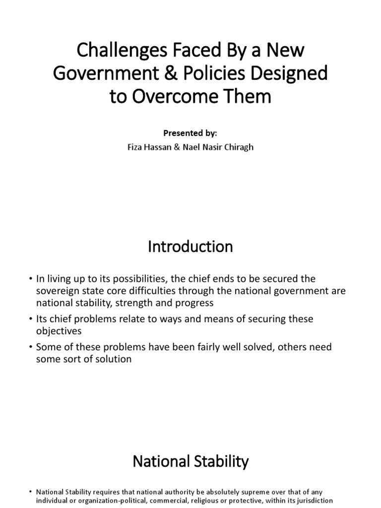 Challenges Faced by A New Government & Policies | PDF | Resource | Property