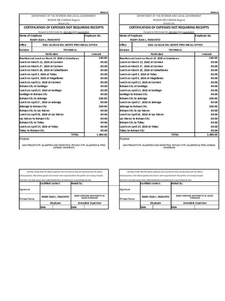 Certification of Expenses | PDF | Government Information | Government