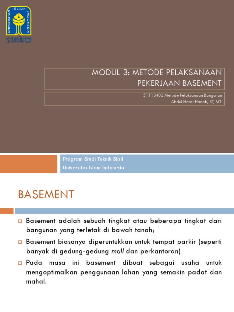 Modul 3 Metode Pelaksanaan Basement | PDF