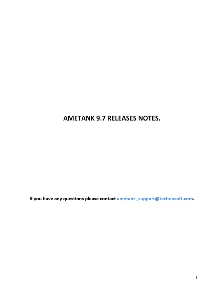 AMETank Release Notes 9.7 | PDF