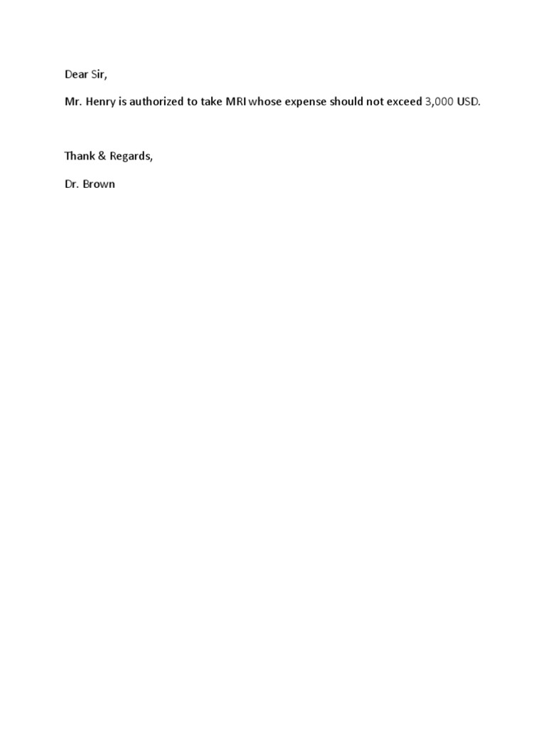 Pre Authorization Letter | PDF