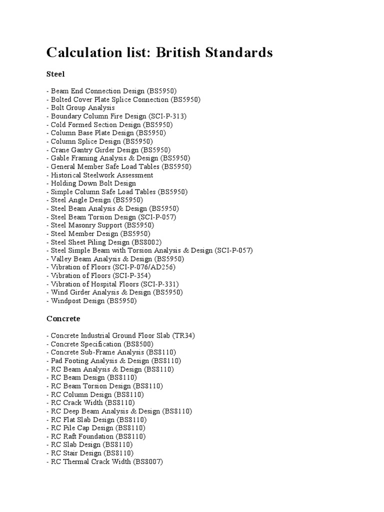 BS CODE Calculation List | Download Free PDF | Torque | Mechanical ...