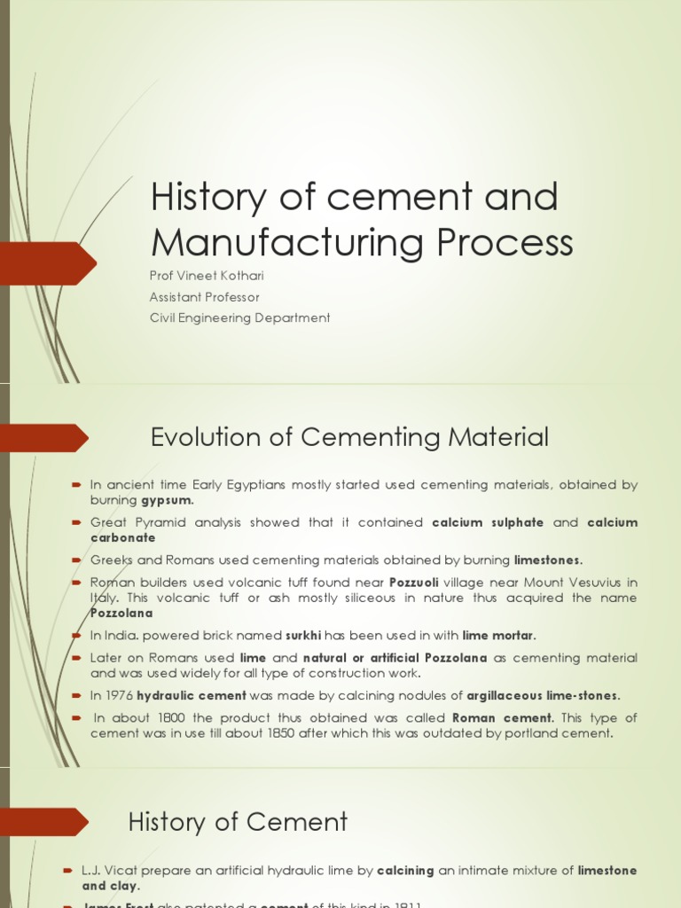 Evolution and Manufacture of Cement | PDF | Cement | Concrete
