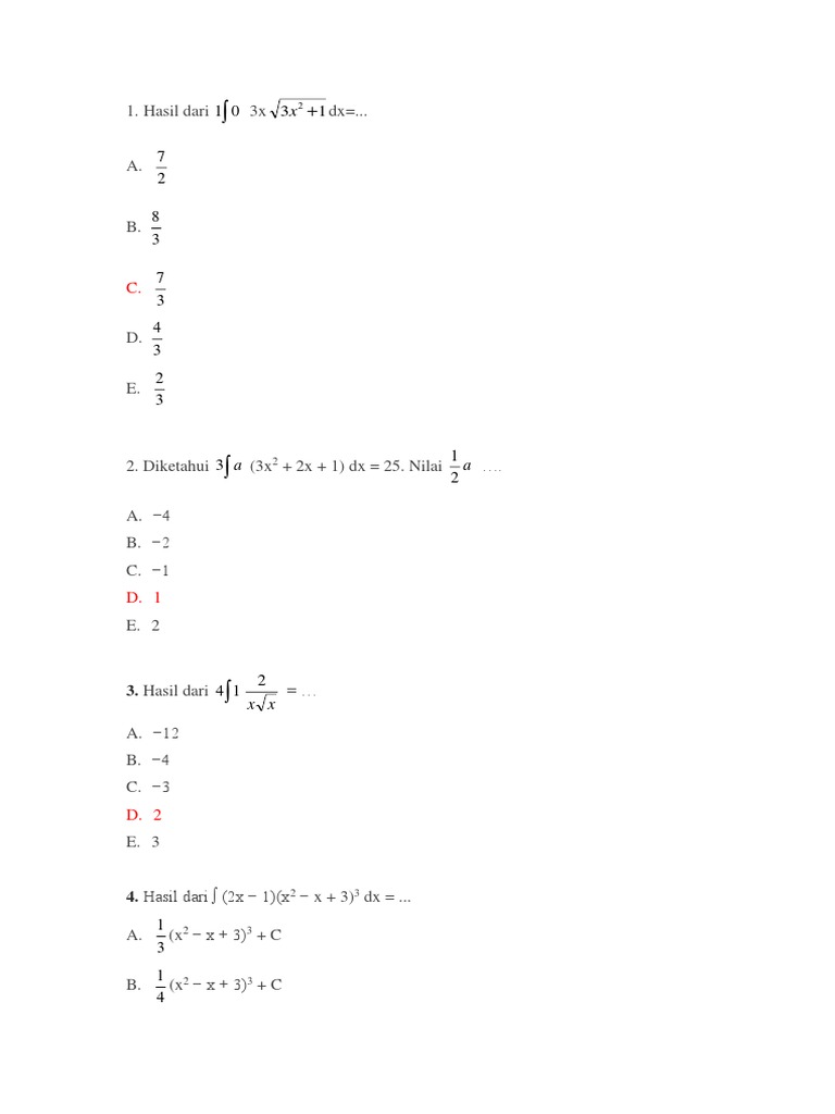 100 Soal Integral Matematika SMA | PDF