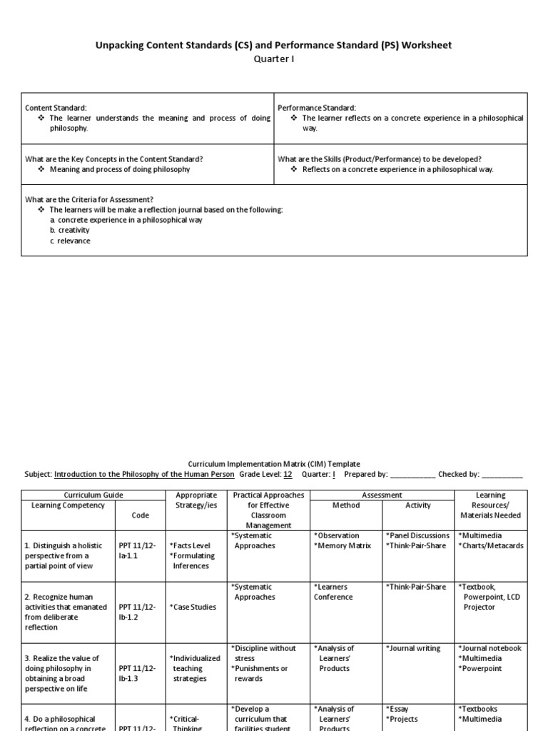 Unpacking Content Standards Philosophy | Download Free PDF | Curriculum ...