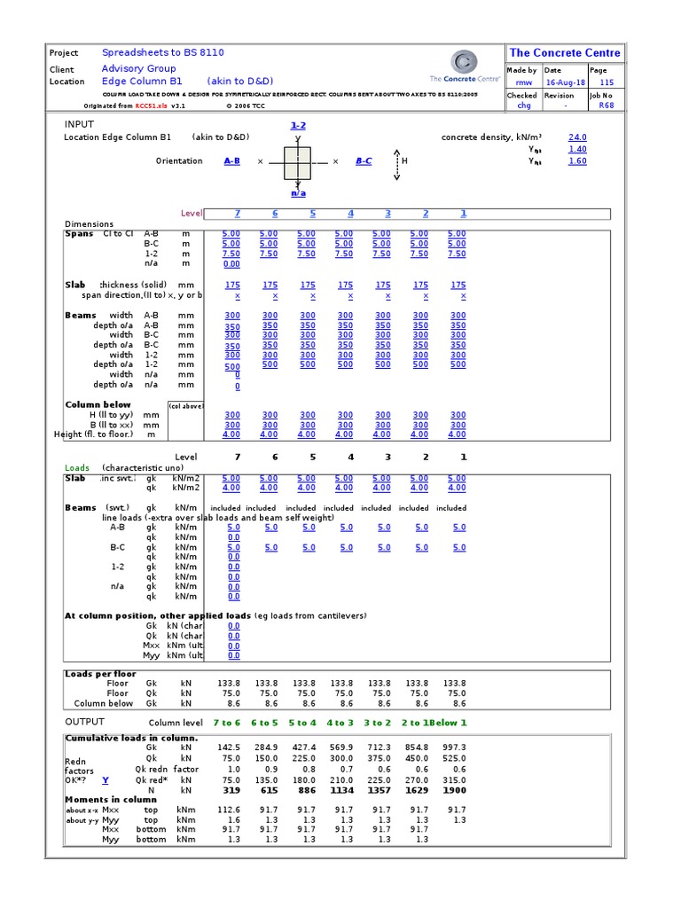 RCC51 Column Load Take-Down Design | PDF | Building Technology ...